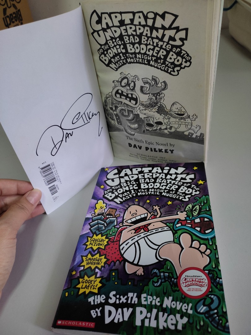 Captain Underpants book with Dav Pilkey signature, Hobbies & Toys ...
