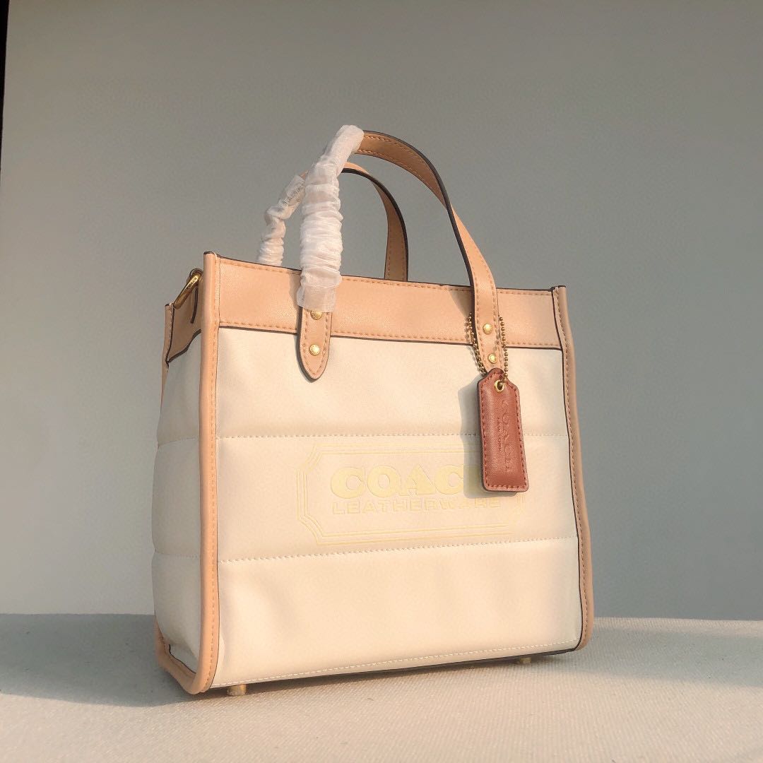 COACH FIELD TOTE 22 WITH COLORBLOCK QUILTING AND COACH BADGE, Women's ...