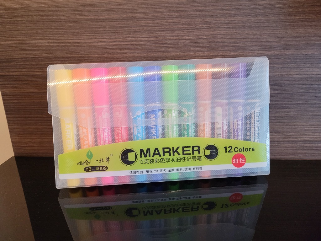 Dual Tip Permanent Markers (12 colours), Hobbies & Toys, Stationery ...