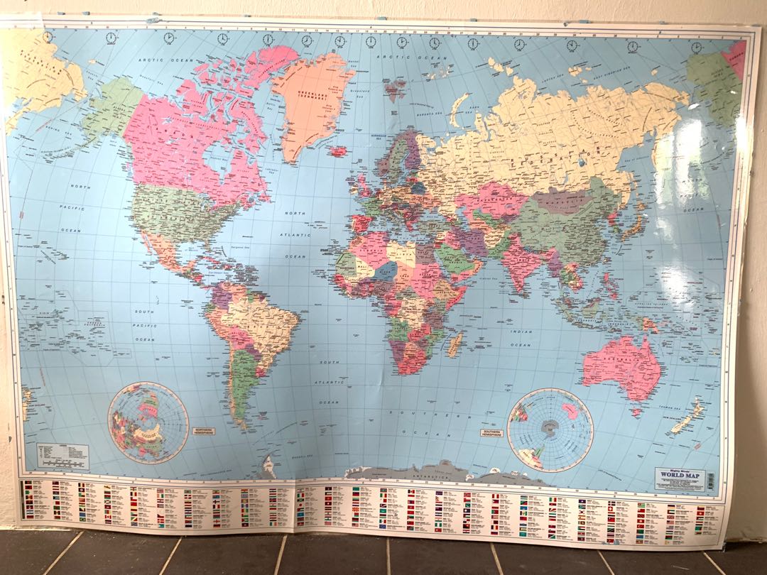 Giant World Map, Furniture & Home Living, Home Decor, Other Home Decor ...