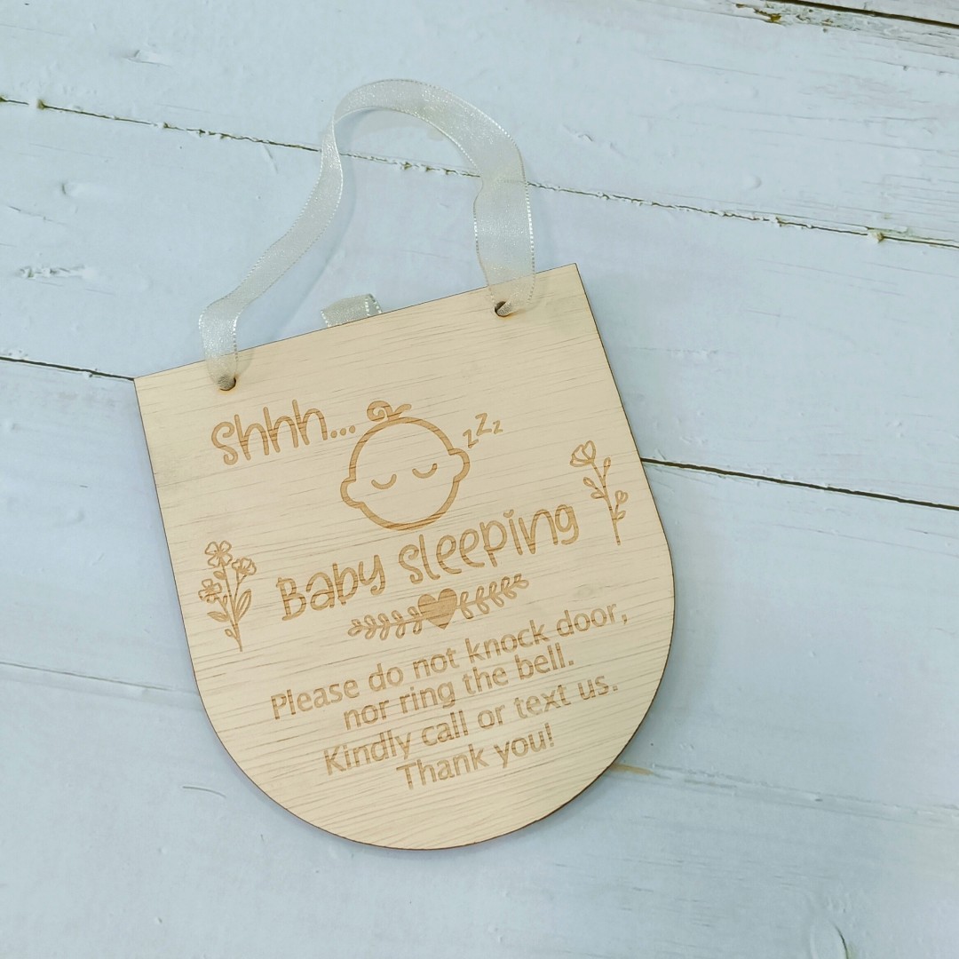 Laser engraved Baby sleeping sign/plaque, Babies & Kids, Baby Nursery ...