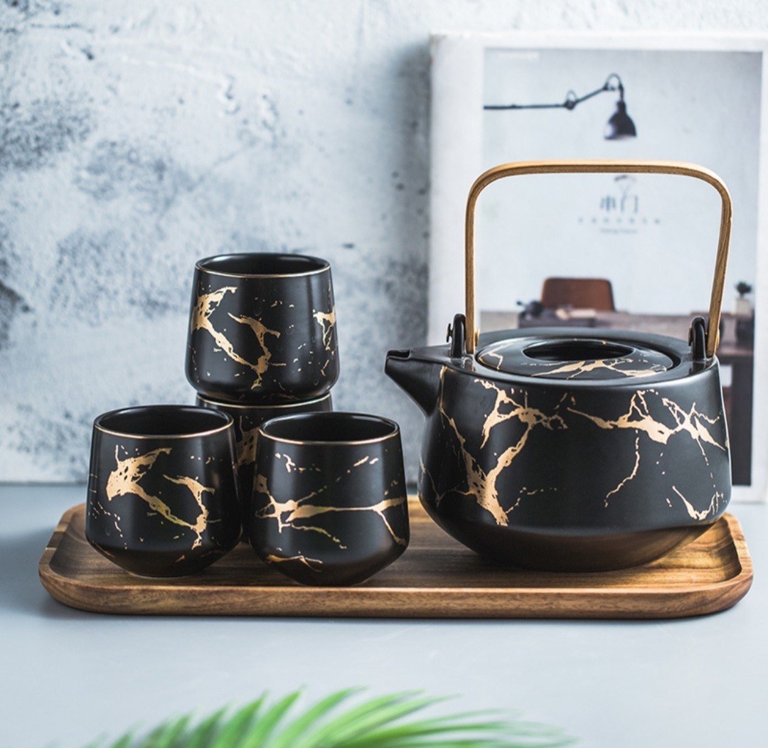 [MARBLE LUXURY TEA SET] Luxury, Scandinavian, Classic, Japanese, Wooden ...