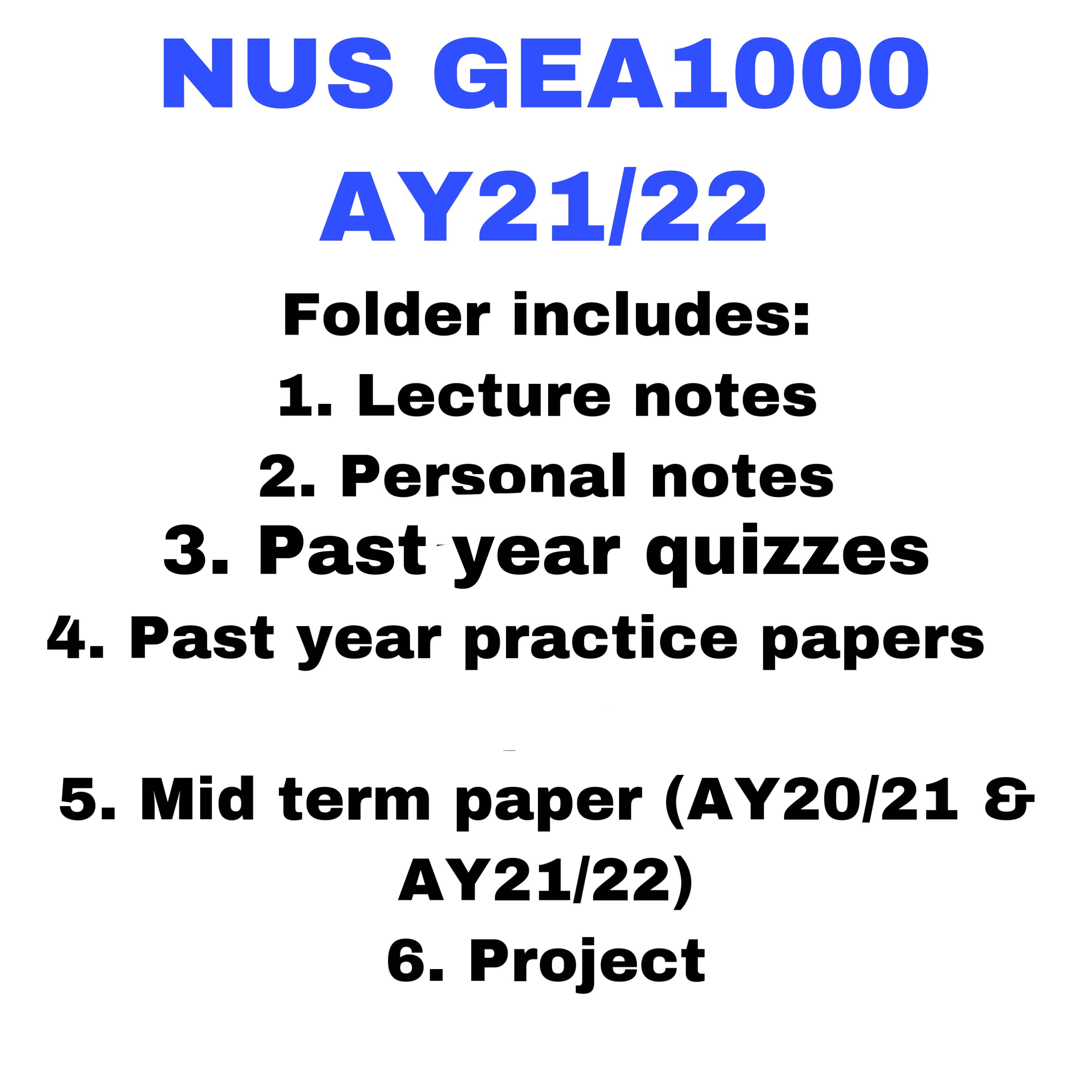 NUS GEA1000 AY21/22 notes, Hobbies & Toys, Books & Magazines, Textbooks ...