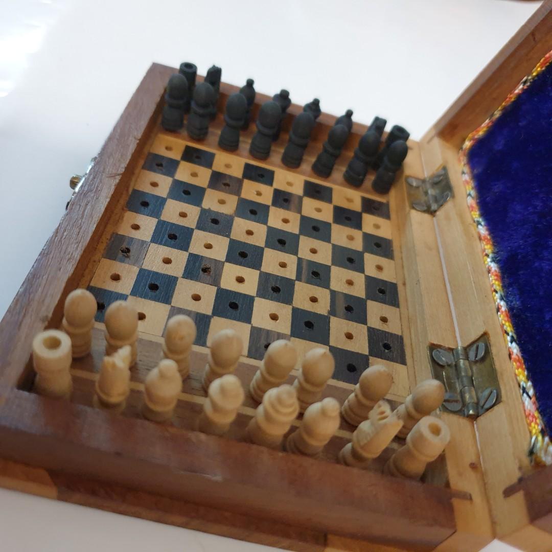 Pegged Wood Travel Chess Set, Hobbies & Toys, Toys & Games on Carousell