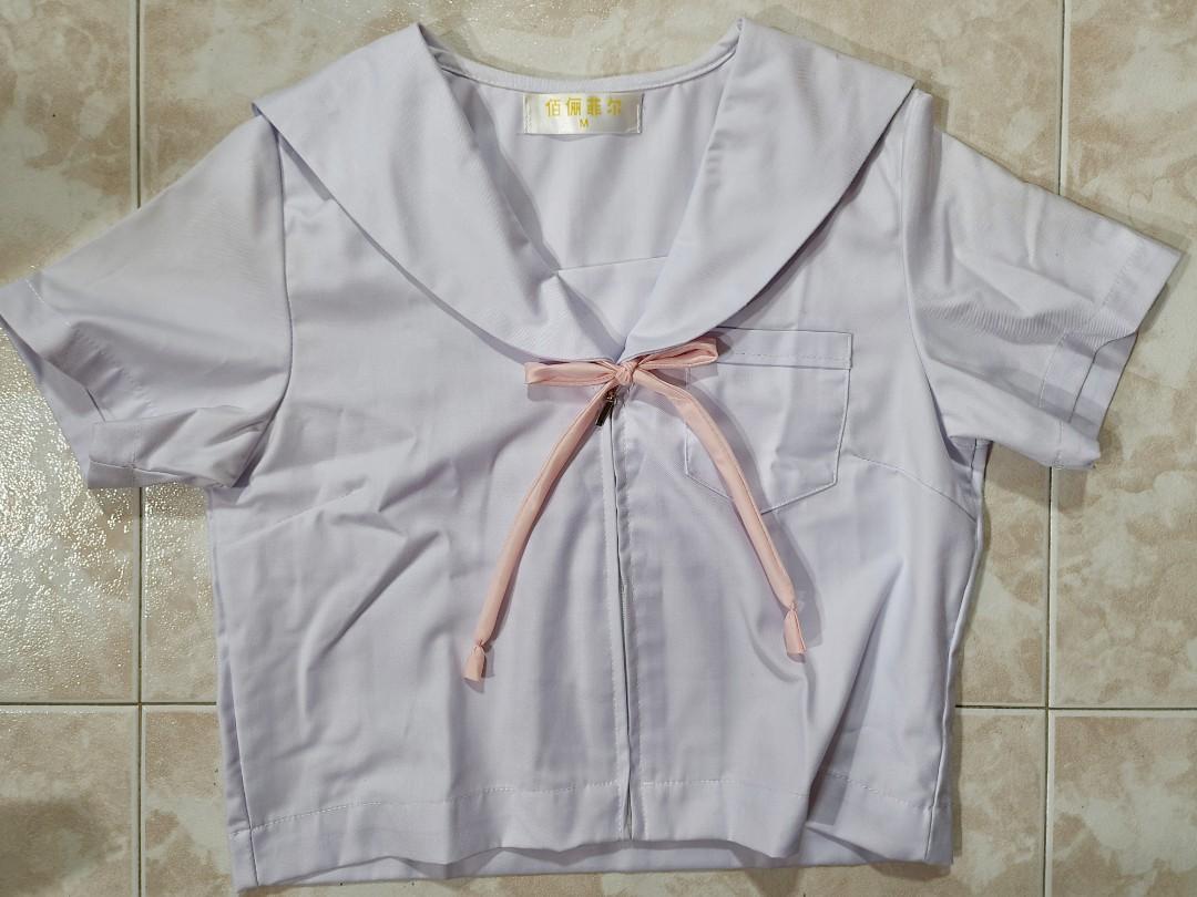 Pink Seifuku Sailor Uniform full set (includes top, skirt, and ribbon ...