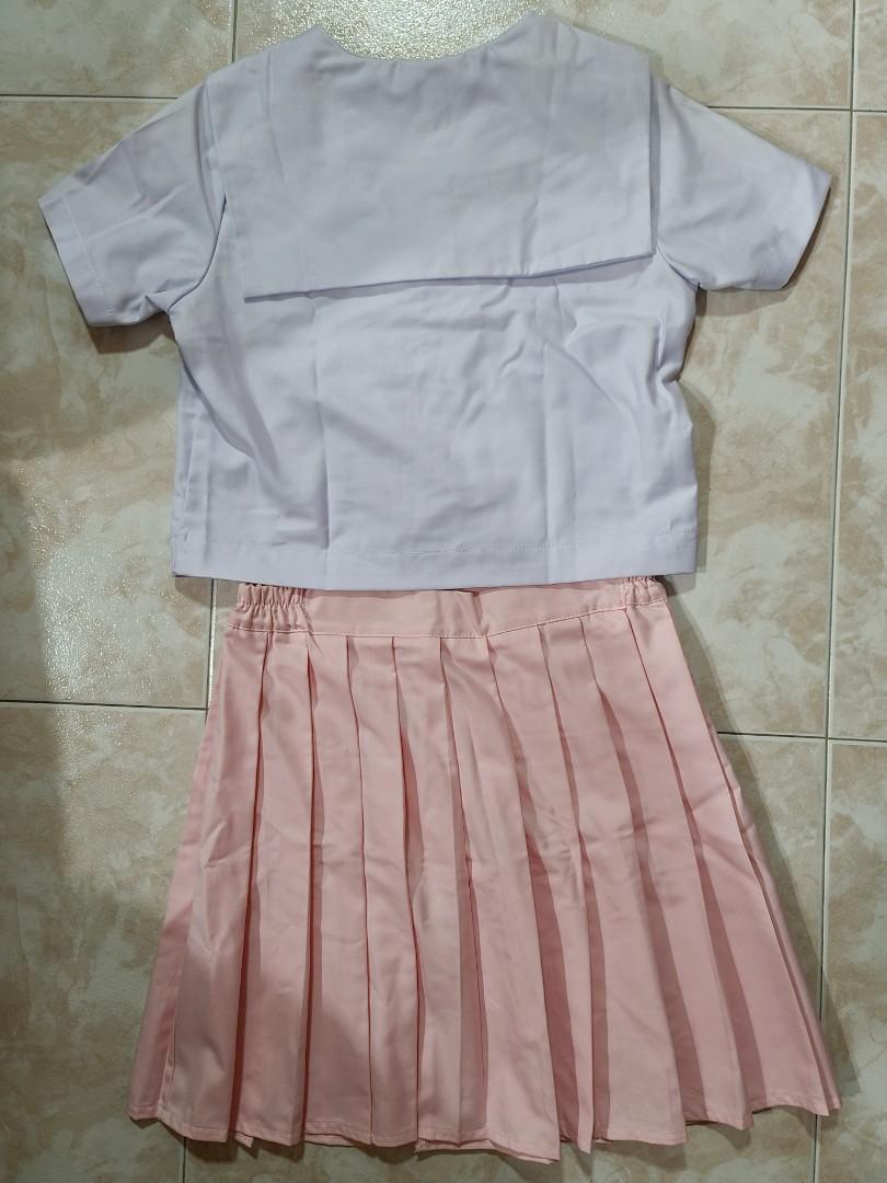 Pink Seifuku Sailor Uniform full set (includes top, skirt, and ribbon ...