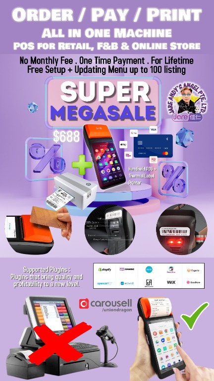 POS FREE setup Menu, Billing Pos Machine Cash Register 4G Wifi Handheld ...