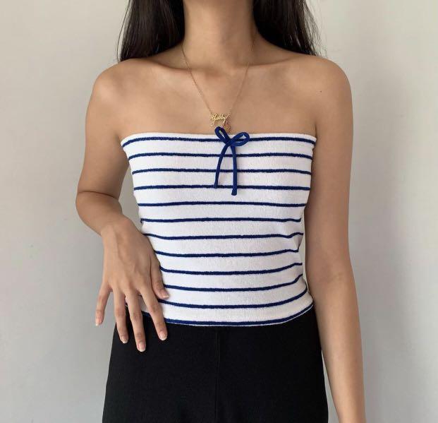Terry cloth tube top vintheline, Women's Fashion, Tops, Others Tops on ...
