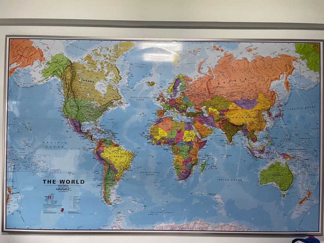FREE! World Map 1.98m x 1.21m, Furniture & Home Living, Home Decor ...