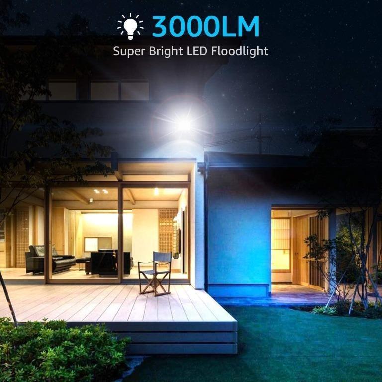X34 Olafus 2 Pack 30W LED Floodlights Outdoor, 3000LM Flood Garden Lights Mains Powered, IP66 ...