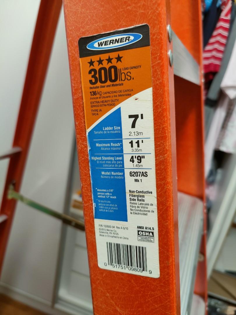 7 step fiberglass Werner ladder, Furniture & Home Living, Home ...