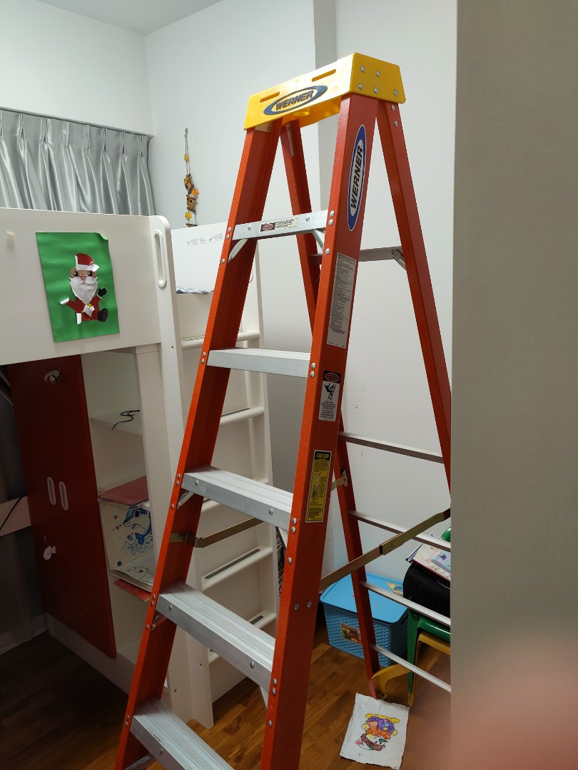 7 step fiberglass Werner ladder, Furniture & Home Living, Home ...