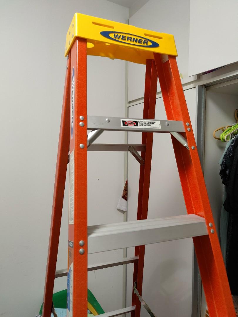 7 step fiberglass Werner ladder, Furniture & Home Living, Home ...