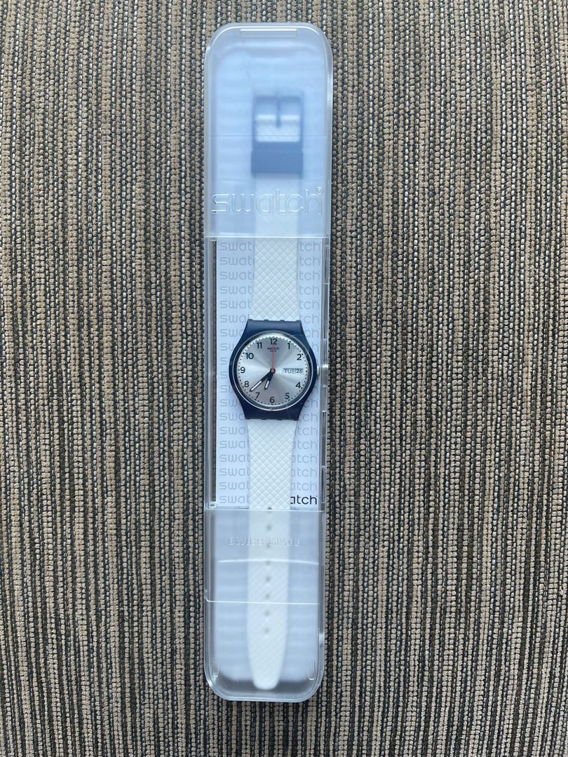 Black & White Swatch Watch, Luxury, Watches on Carousell