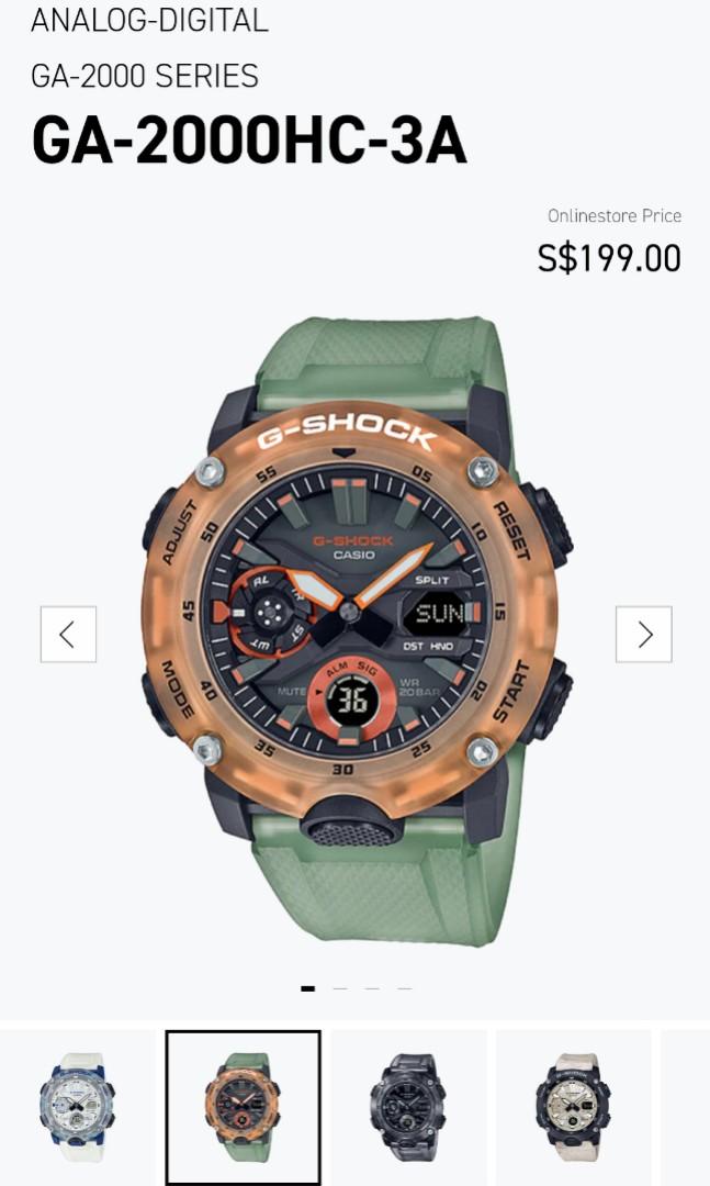 Casio G-Shock Carbon Fiber GA-2000HC-3A, Men's Fashion, Watches ...