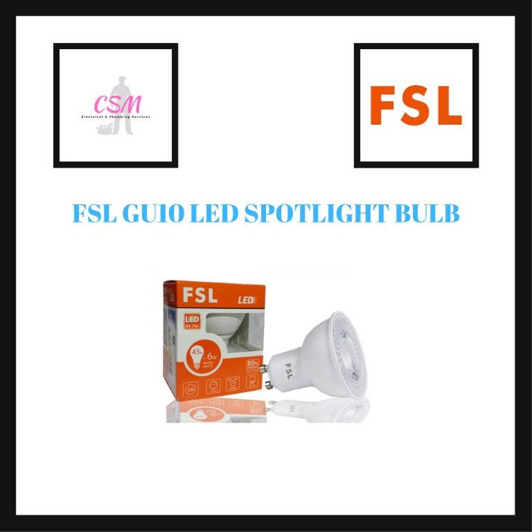 FSL GU10 5W/6W/7W LED Spotlight Bulb, Furniture & Home Living, Lighting ...