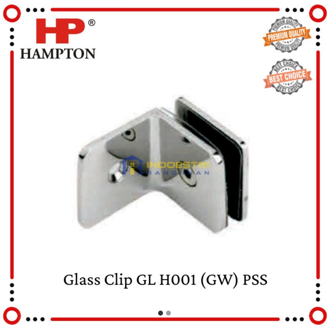 Glass Clip Hampton GL H001 GW PSS / Klip Siku Kaca (Glass to Wall ...