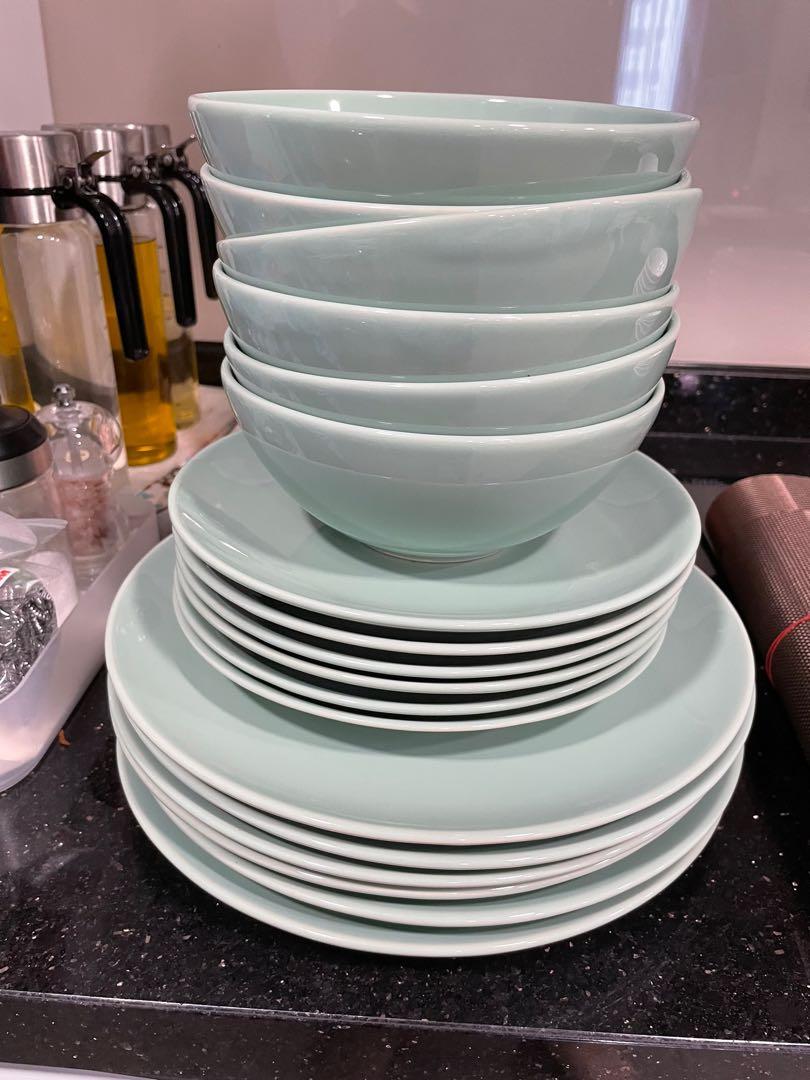 Ikea Dinnerware Set - Plates & Bowls - Light Green, Furniture & Home ...