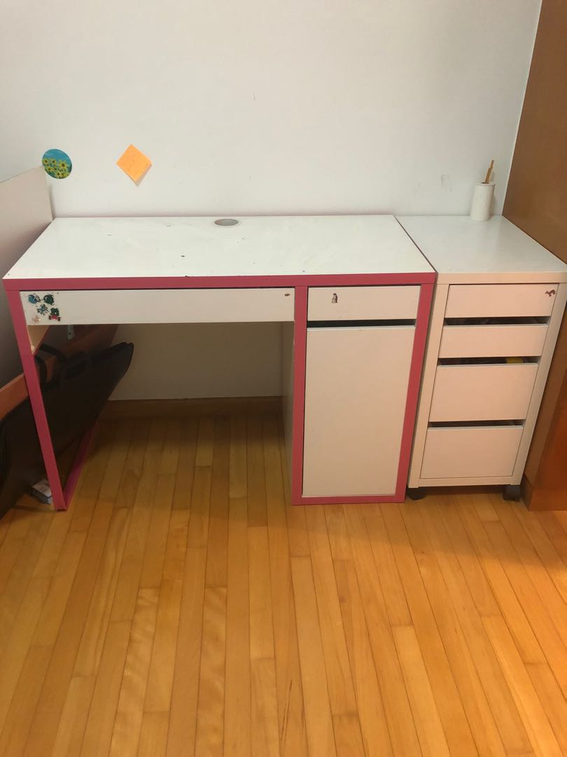 IKEA MICKE desk + Side Drawer, Furniture & Home Living, Furniture ...
