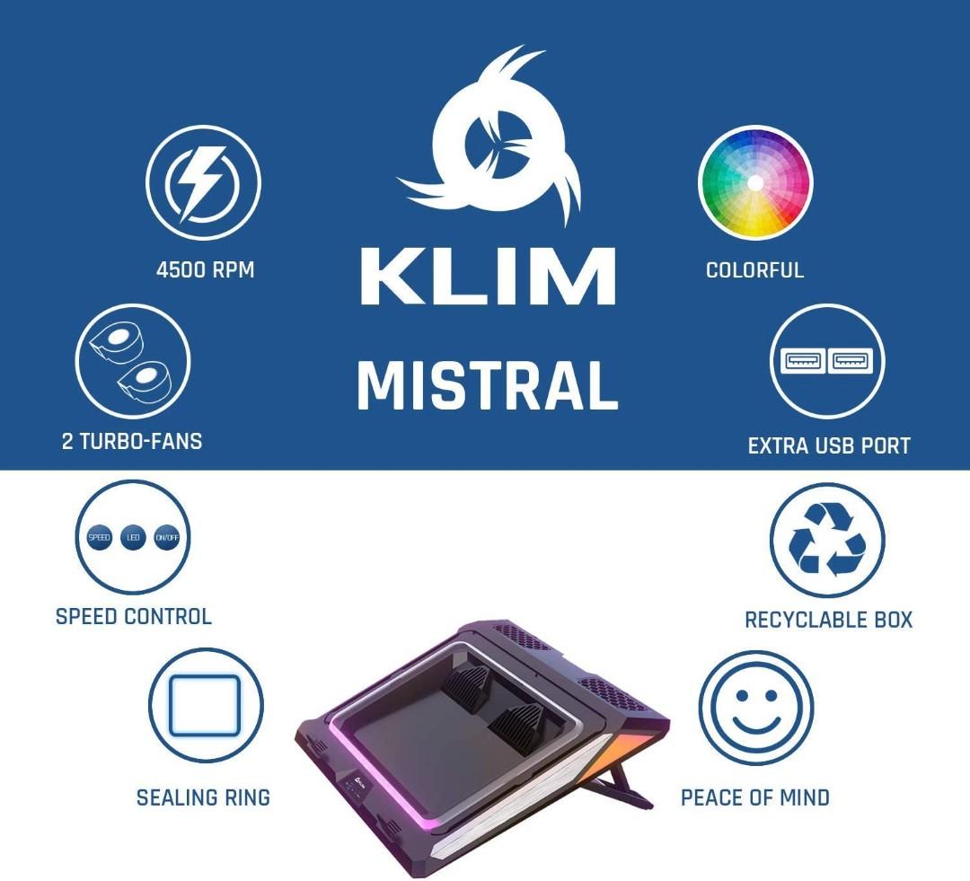 Klim Mistral Laptop Cooling Pad | Powerful Turbo-Fan (4500 RPM) Laptop ...