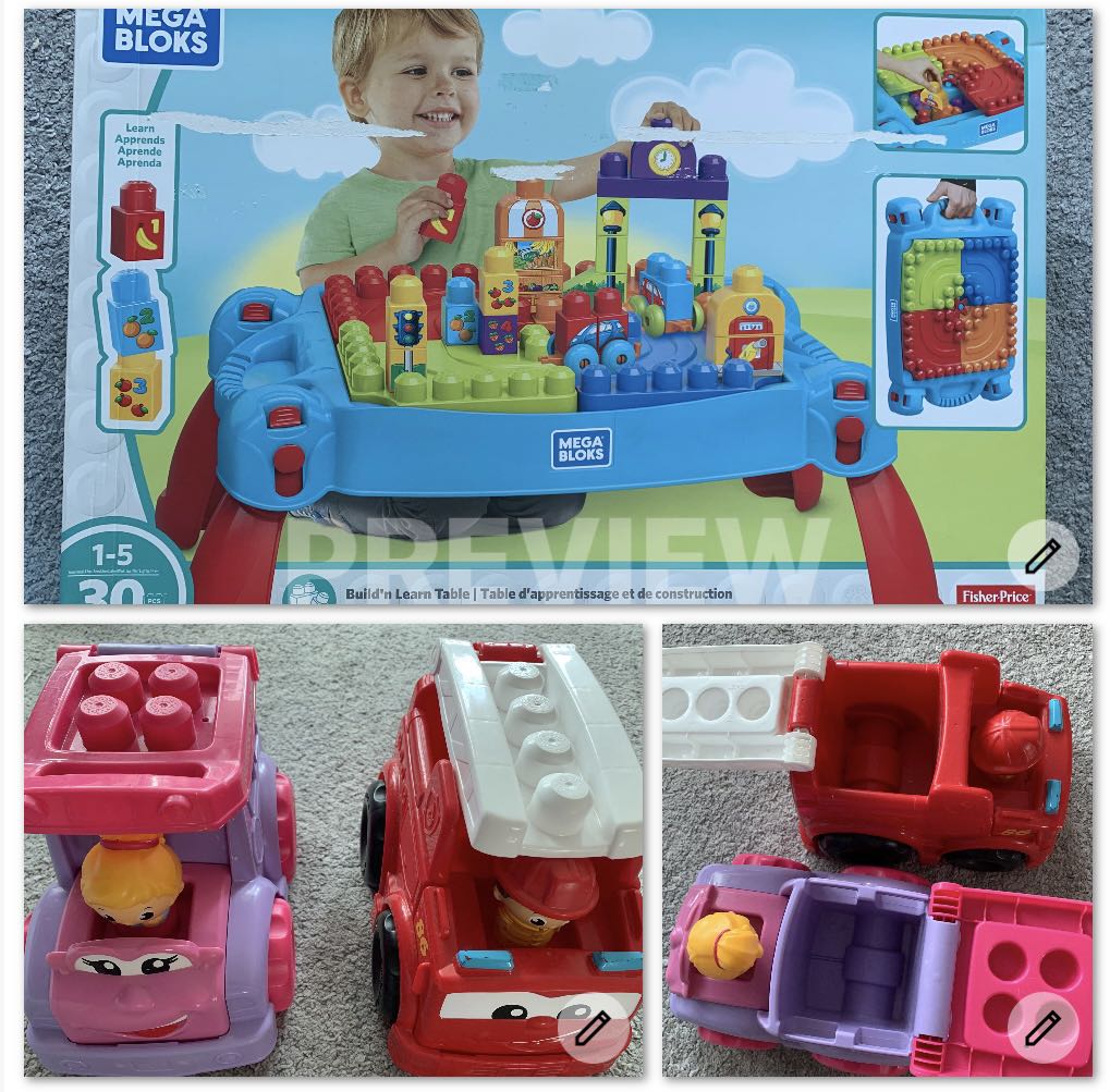 Mega blocks table set + 2 vehicles, Babies & Kids, Infant Playtime on ...