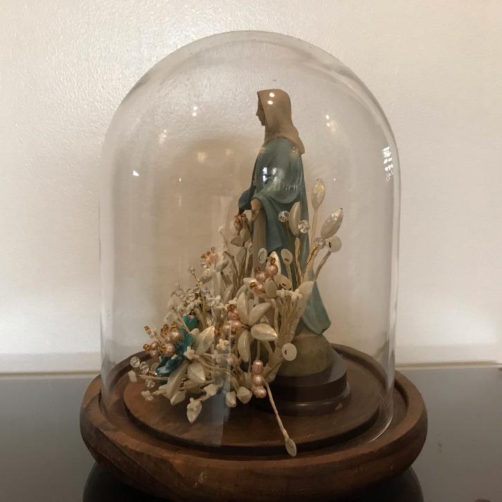 Our Lady of the Miraculous Medal Statue with Shell Flowers in Glass ...