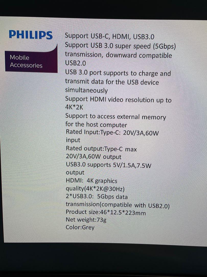 Philips USB C 4-in-1 Mini Hub, Computers & Tech, Parts & Accessories ...