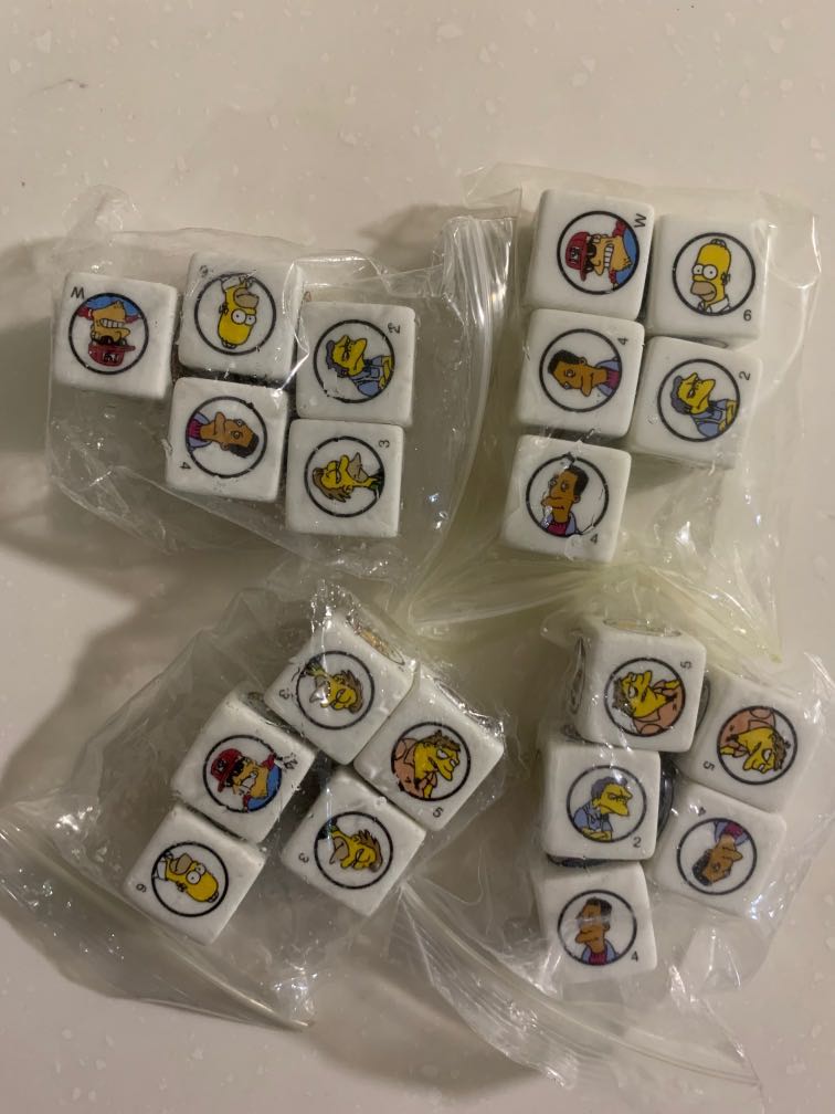 Simpsons Dice. 4 sets available $10 per set, Hobbies & Toys, Toys ...
