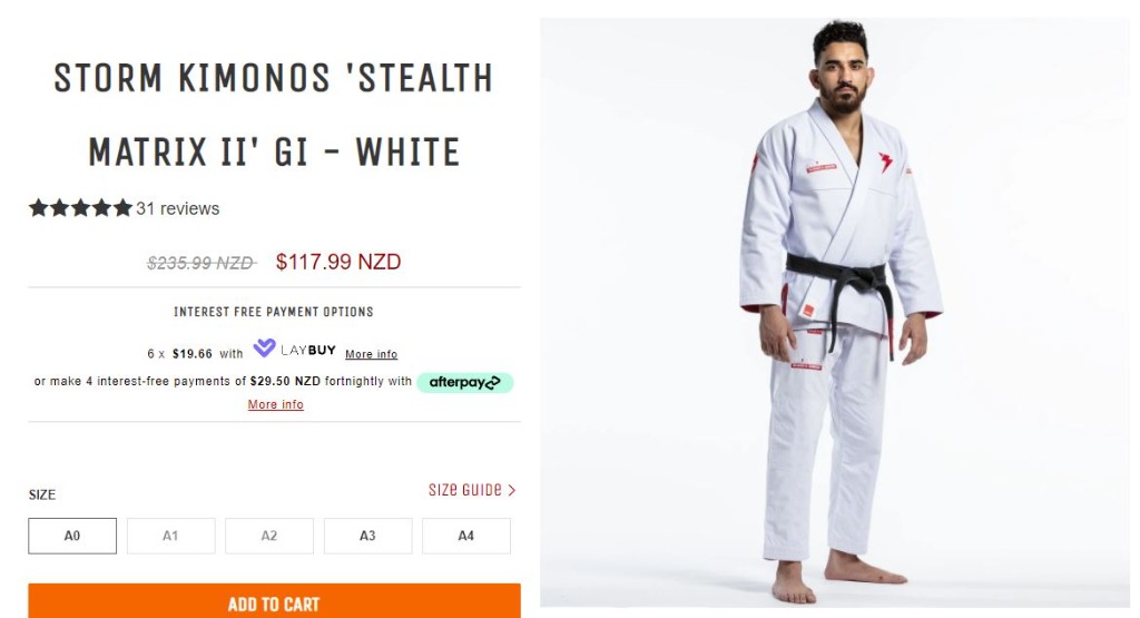STORM KIMONOS STEALTH MATRIX II- BJJ Gi WHITE A0, Sports Equipment ...