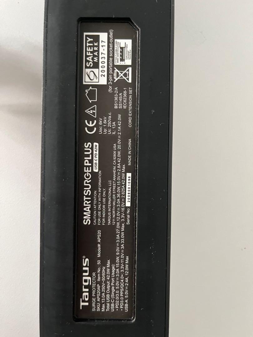 TARGUS APS20AP Smart Surge 4 Pro, TV & Home Appliances, Electrical ...