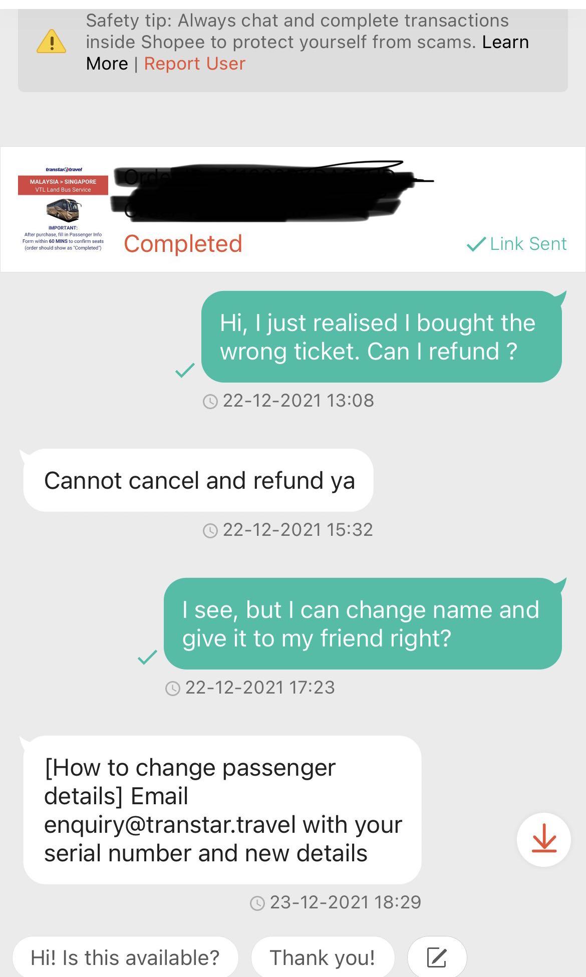 Transtar VTL Johor to SG (20 Jan), Tickets & Vouchers, Local ...