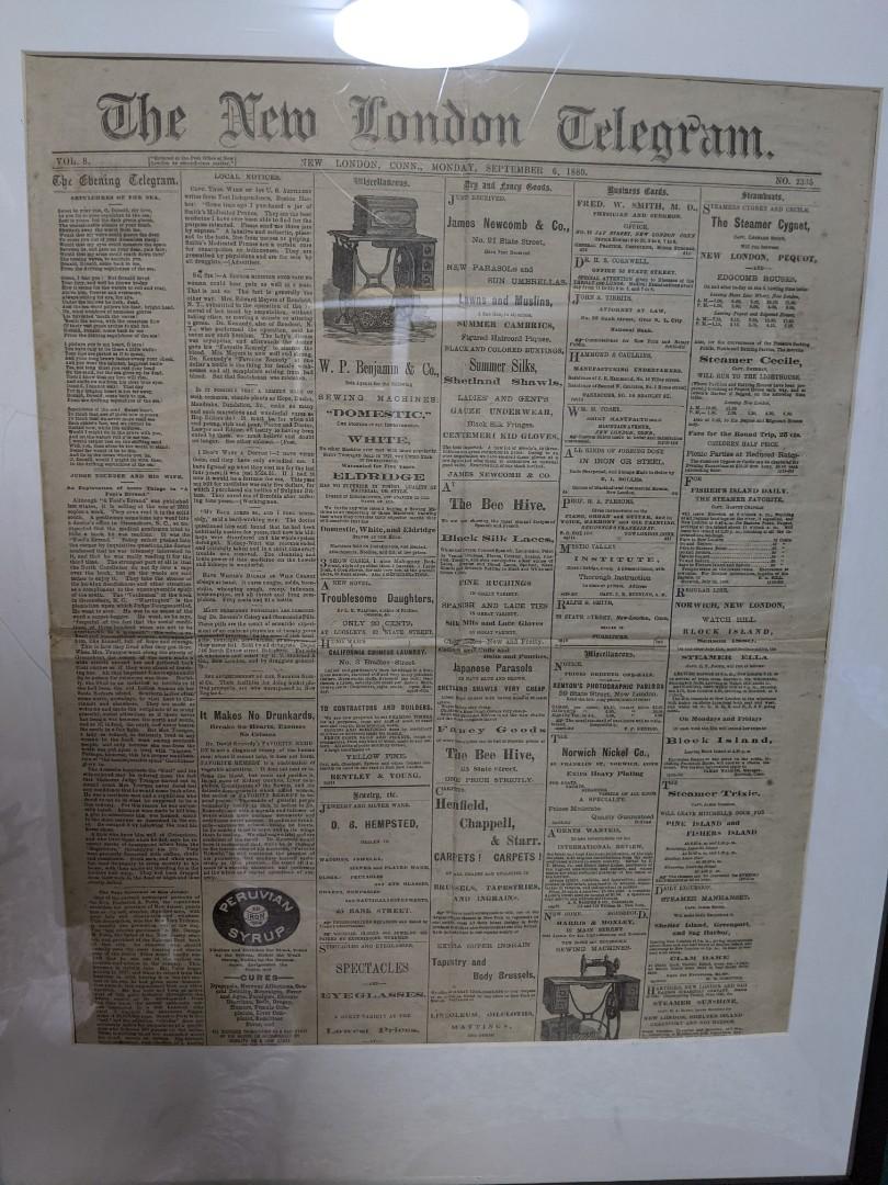 Vintage 1880 Newspaper (The New London Telegram), Hobbies & Toys ...