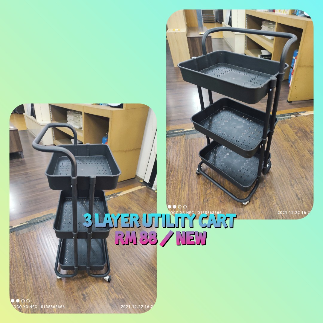 3 Layer Utility Cart ( New ), Furniture & Home Living, Home Decor ...