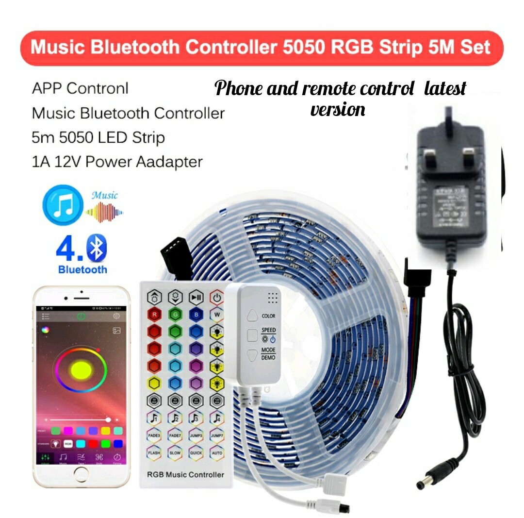 5050 RGB MUSIC SENSOR LED STRIP LIGHT latest version, Furniture & Home ...