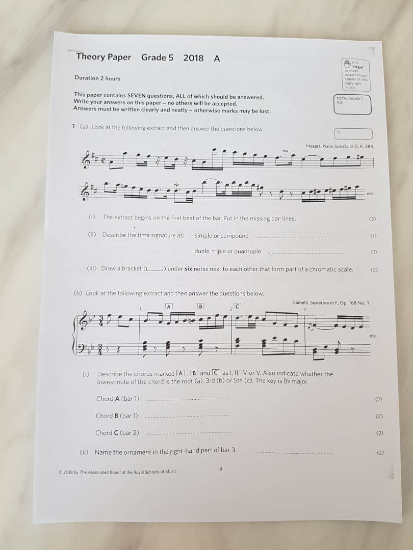 Abrsm music theory paper, Hobbies & Toys, Books & Magazines, Assessment ...