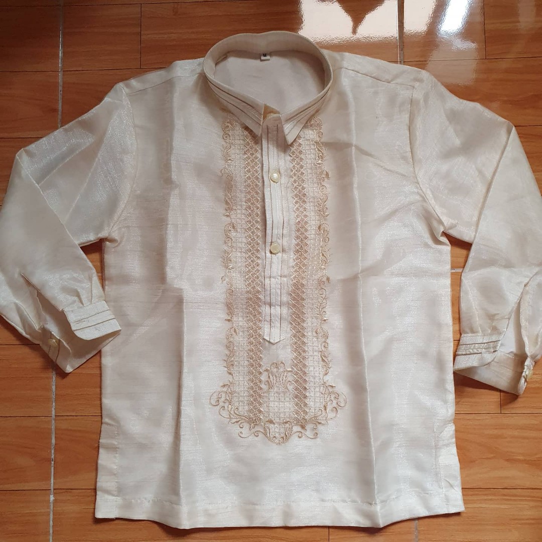 Barong Tagalog Pina Cream Half Open Kids, Babies & Kids, Babies & Kids ...