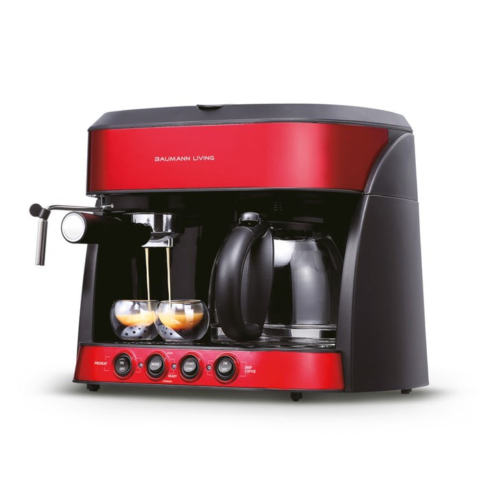 Baumann Espresso & Drip Coffee Machine with Milk Frother, TV & Home ...