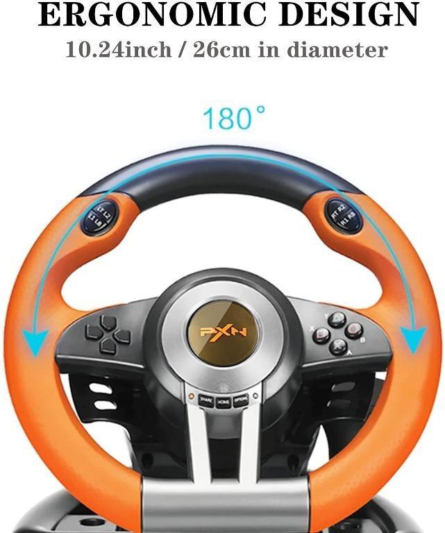 [C3572] PXN V3II Simulate Racing Game Steering Wheel with Pedal, 180 ...