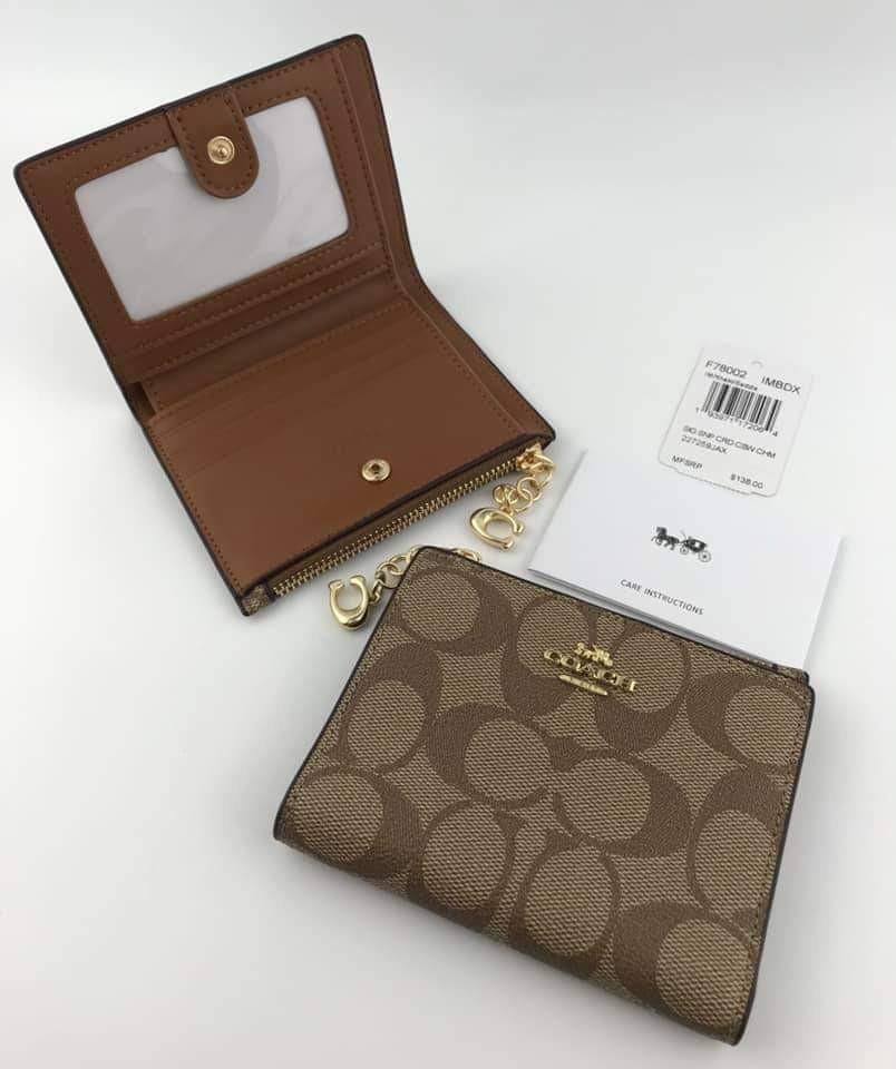 Coach Snap Card Case In Signature Canvas, Women's Fashion, Bags ...