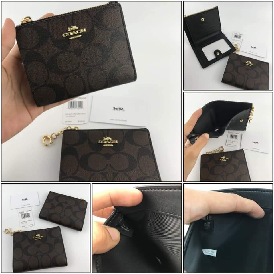 Coach Snap Card Case In Signature Canvas, Women's Fashion, Bags ...