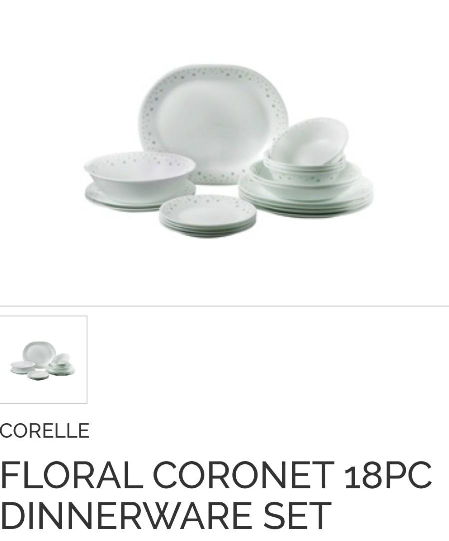 Corelle 18 PC dinnerware set - floral coronet, Furniture & Home Living ...