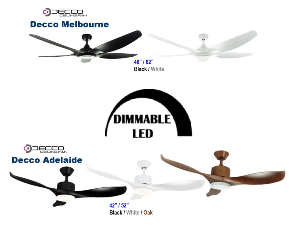 Decco New Model DC motor ceiling fan Melbourne & Adelaide DIMMABLE LED ...