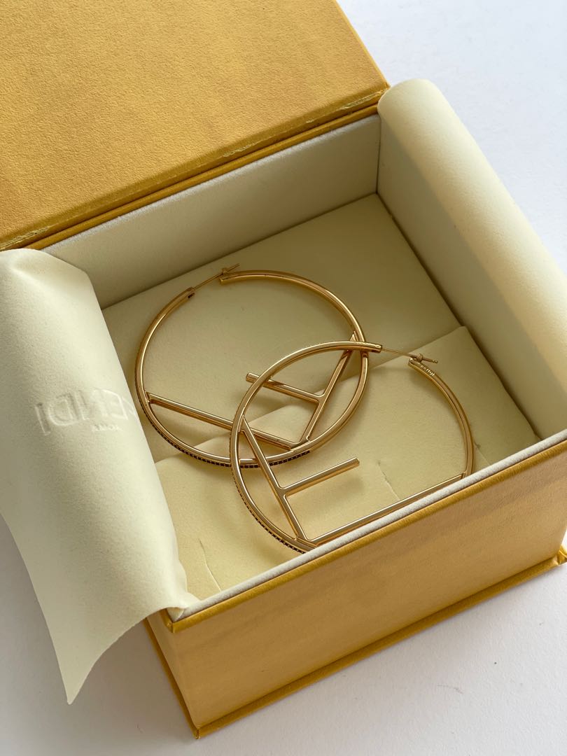 (LNIB Full set) Fendi F Hoop Earrings, Women's Fashion, Jewelry ...