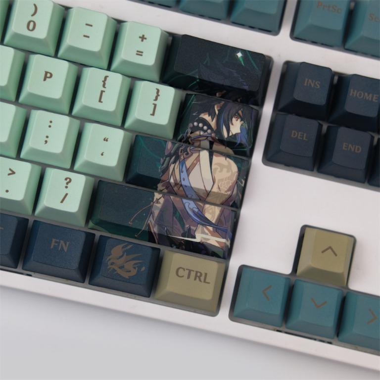 Genshin Impact Xiao Themed Keycaps for Mechanical Keyboard, Computers ...
