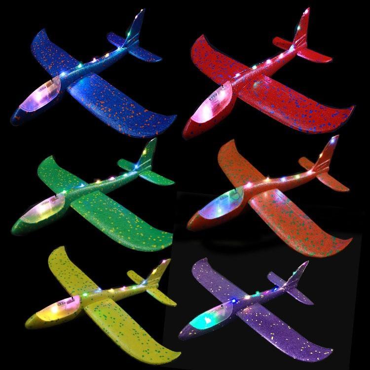 LED Flashlight Hand Throw Flying Plane Foam Airplane Aeroplane Gyratory ...