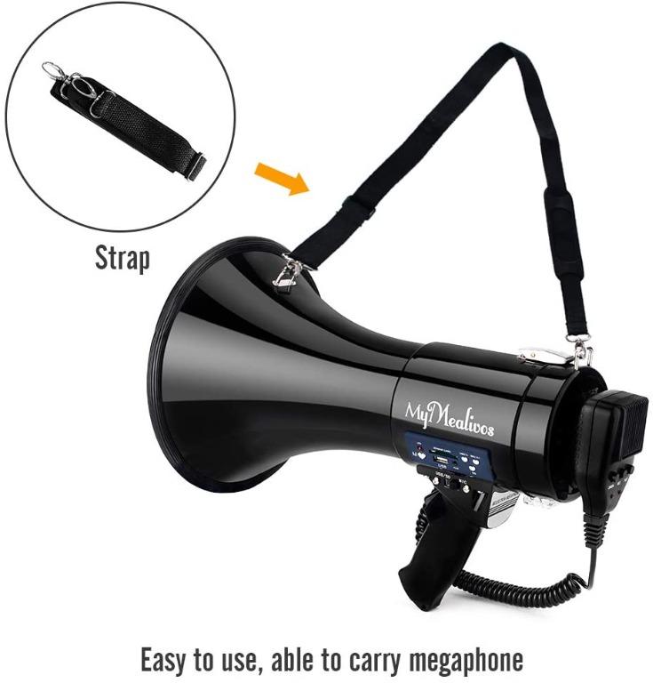 MyMealivos Megaphone with Siren Bullhorn 50 Watt - Bullhorn Speaker ...
