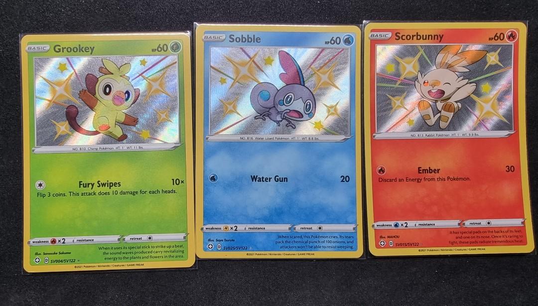 Pokemon TCG Shiny Baby Grookey Sobble Scorbunny Hidden Fates, Hobbies ...
