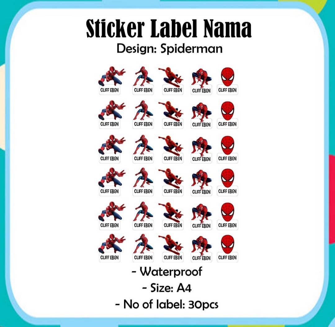 Sticker Label Name - Spiderman, Hobbies & Toys, Stationery & Craft ...