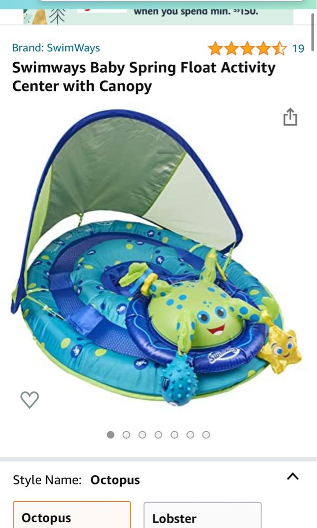 Swimways Baby Spring Float Activity Center with Canopy, Babies & Kids ...