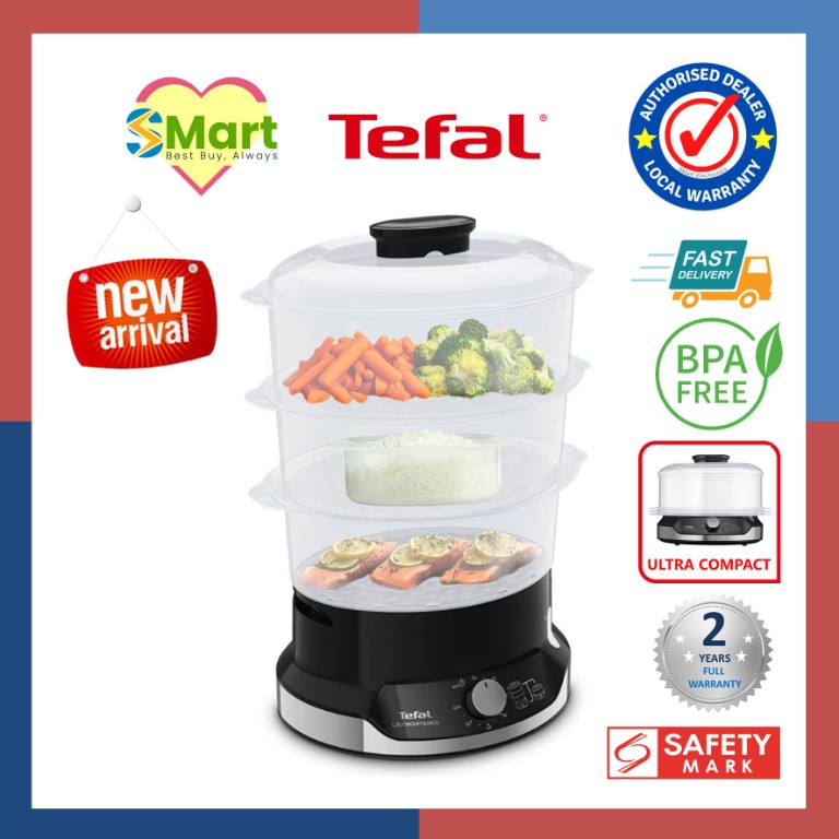 Tefal 9L 3 Tier Ultra Compact Food Steamer [VC2048], TV & Home ...